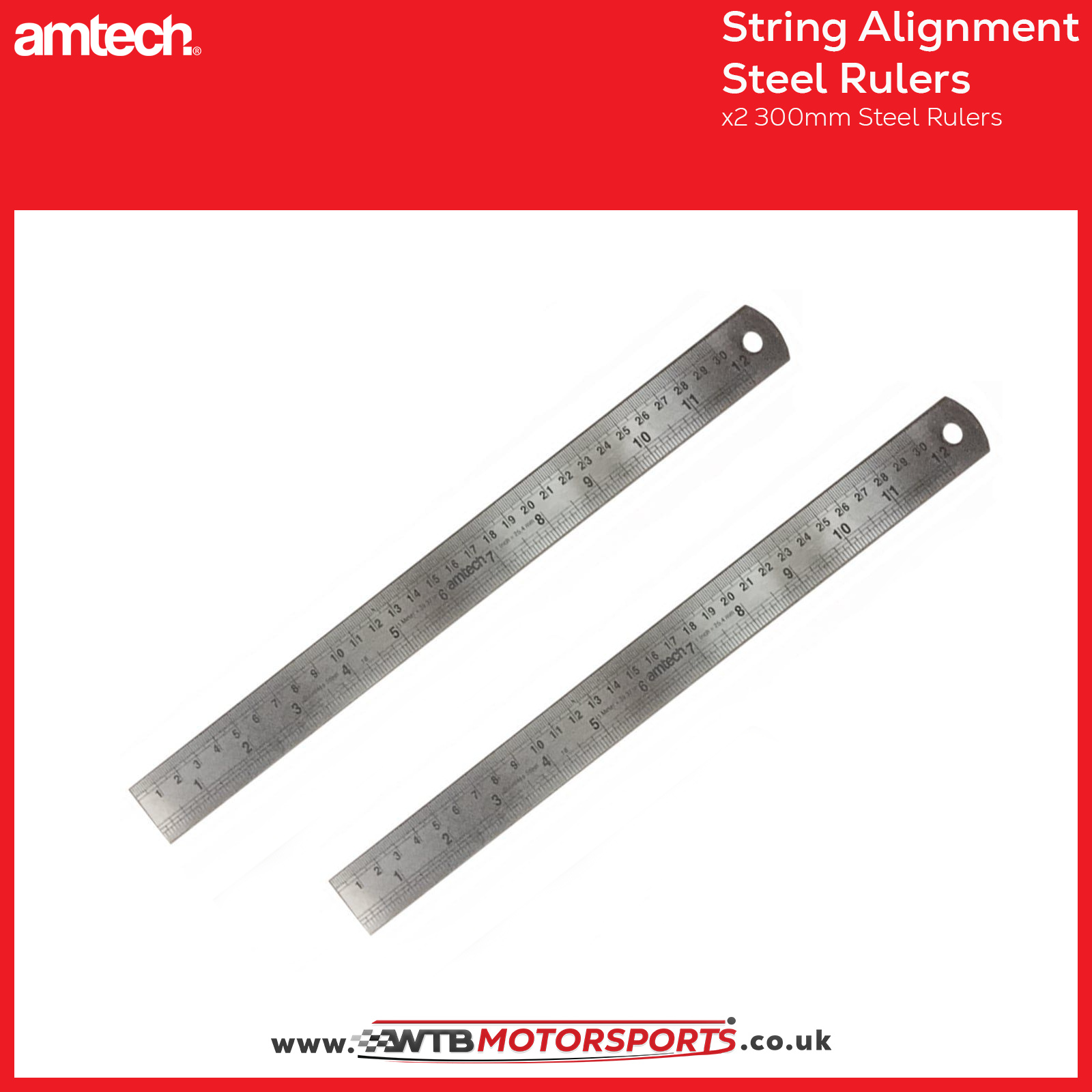 Motorsports String Alignment Steel Rulers x2 300mm