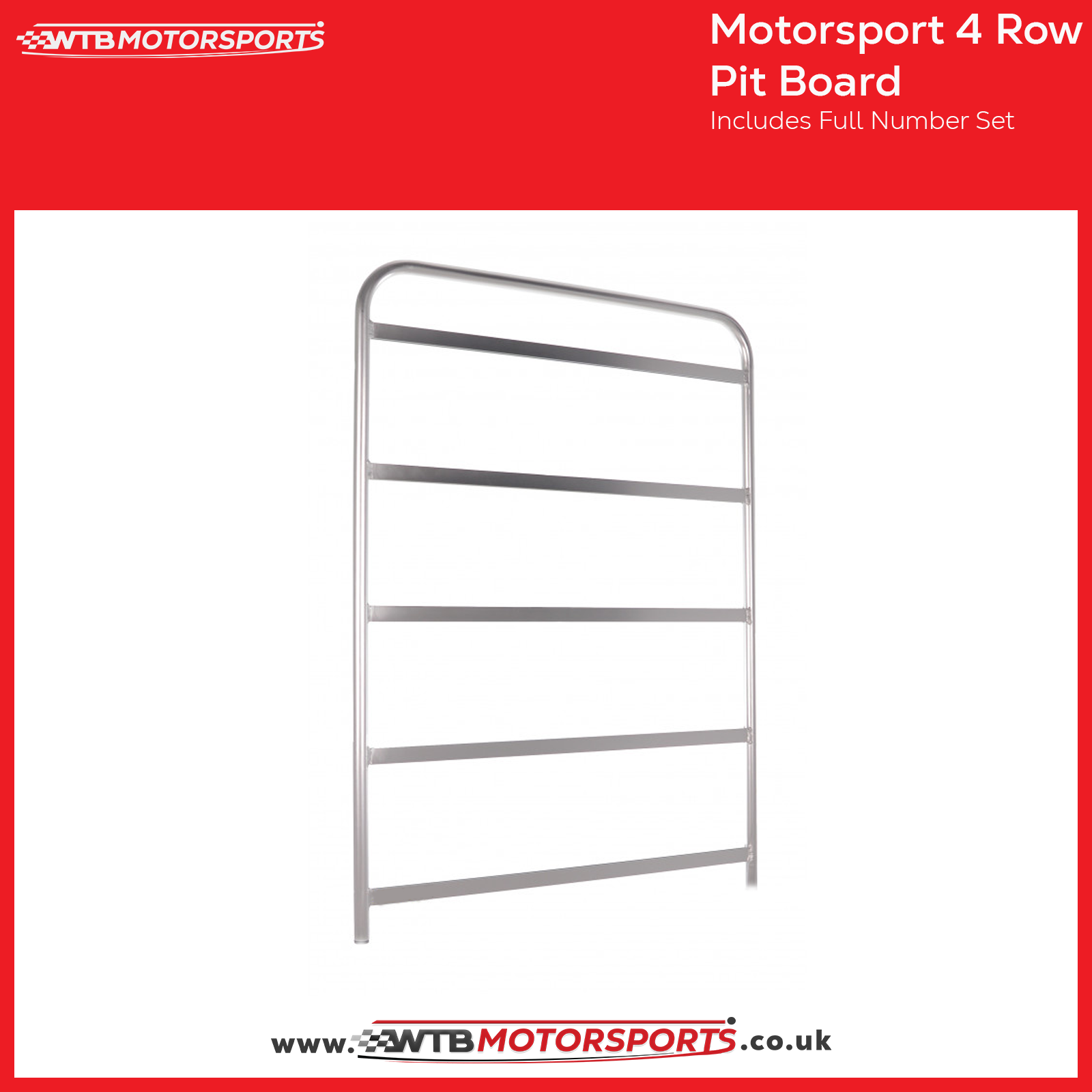Motorsport Aluminium 4 Row Pit Board With Yellow Number Set