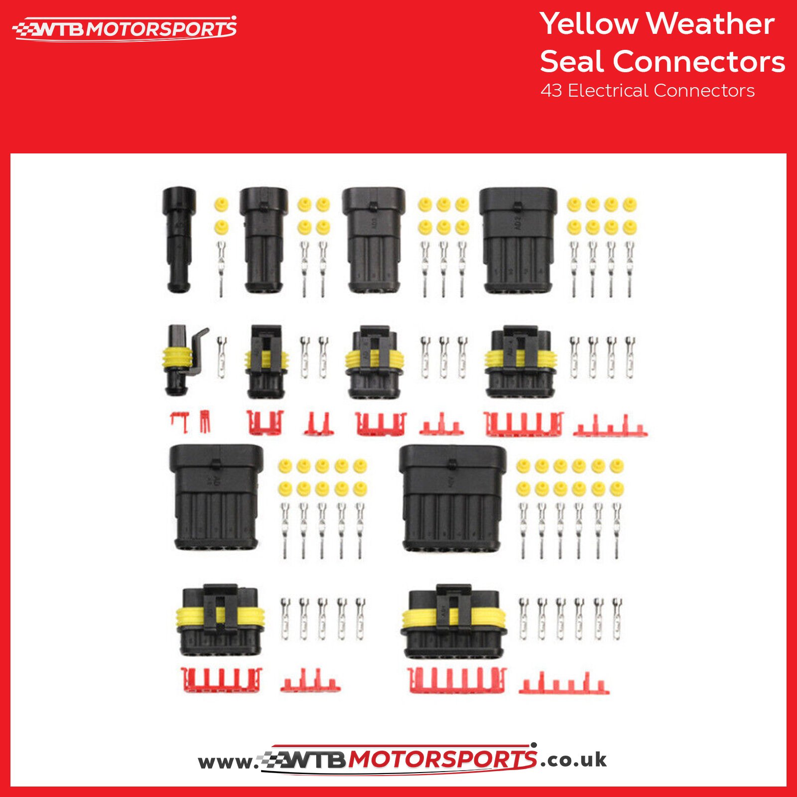 Motorsport Weather Yellow Seal Electrical Connectors - Assorted